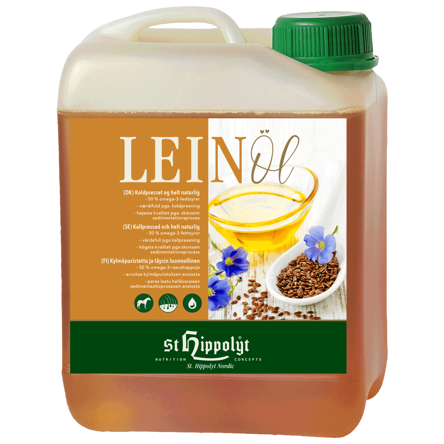 Leinöl – linfrøolie, 2,5liter – For Hest AS – Det beste for din hest